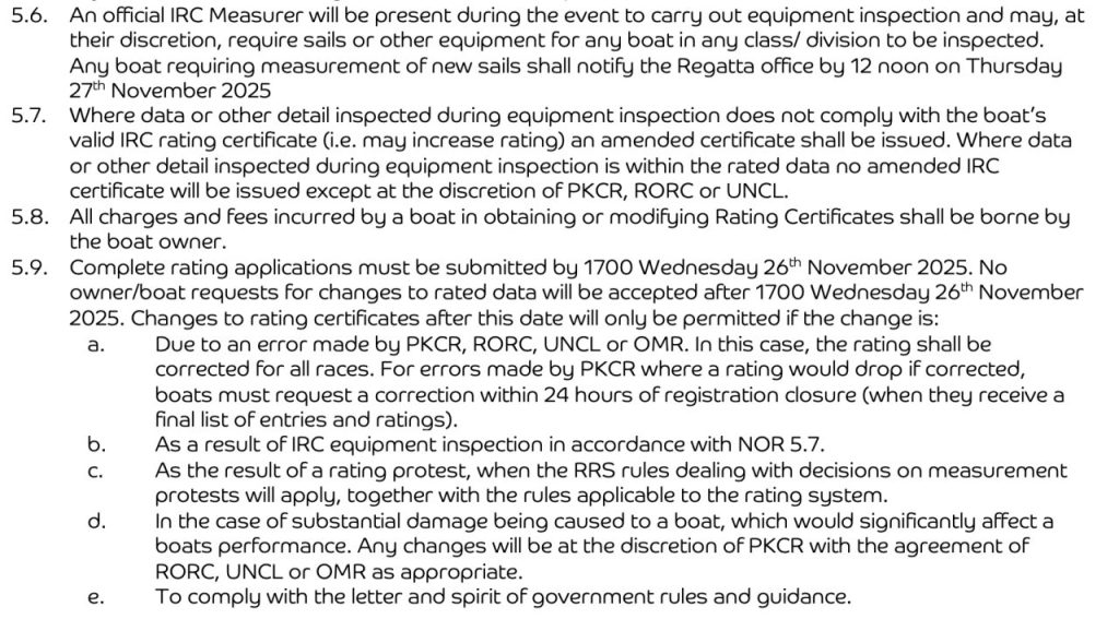 IRC Certificates for 2025 - Phuket Kings Cup